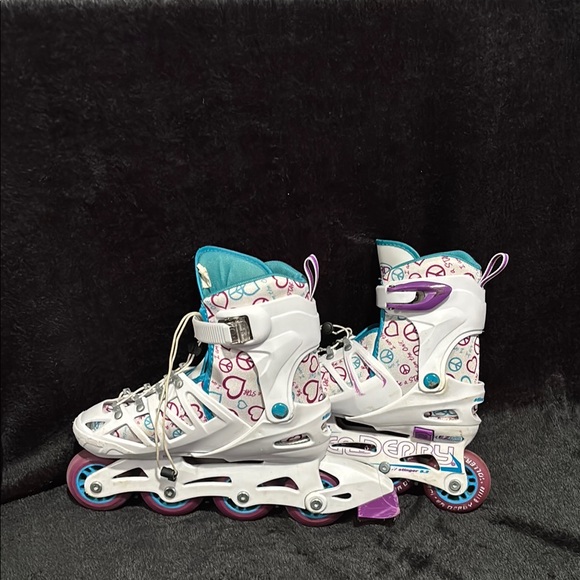 Accessories | White And Purple Rollerblades With Heart Design | Poshmark
